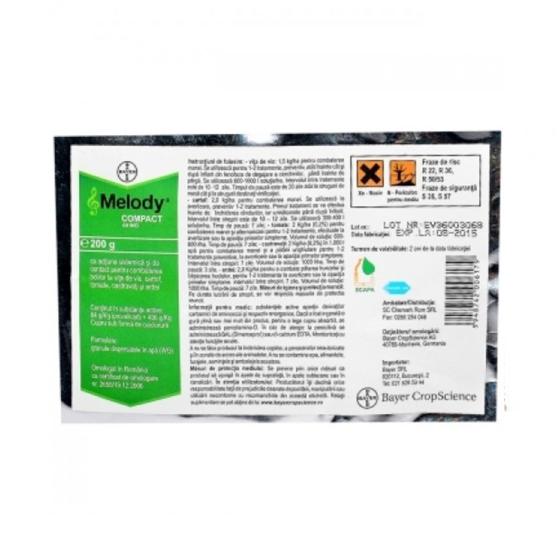 Fungicid Melody Compact 49 WG - 200g, Bayer, Sistemic, Vita de vie ...